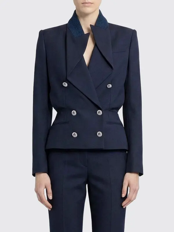 Alexander McQueen Double-breasted Wool Blazer - Navy