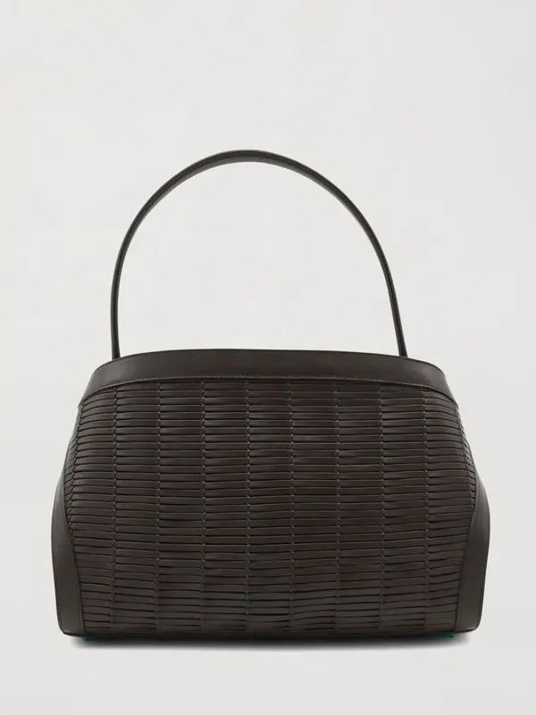 FERRAGAMO Woven Leather Shoulder Bag - Brown