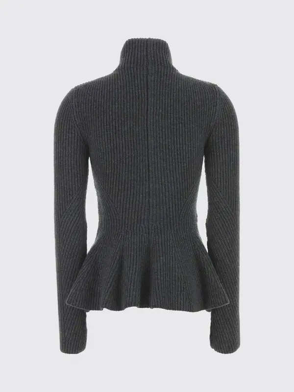 Alaïa Ribbed Peplum Zip-up Sweater
