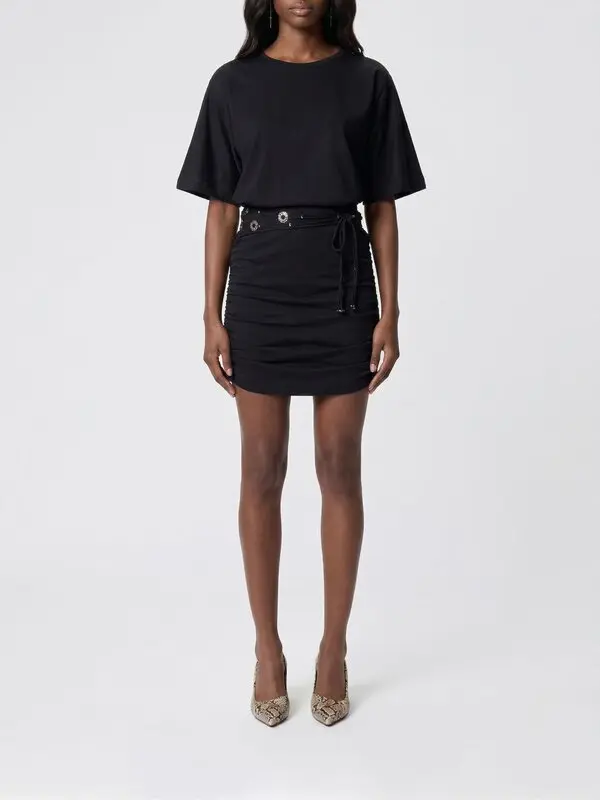 Pinko Cotton T-shirt Mini Dress With Belt - Black