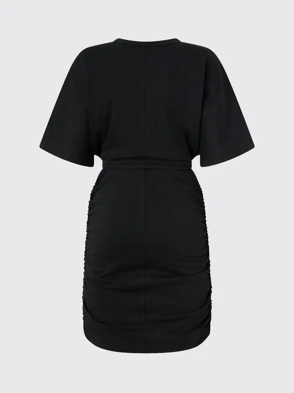 Pinko Cotton T-shirt Mini Dress With Belt - Black