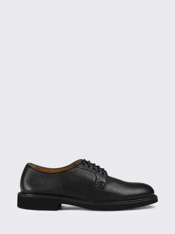DOUCAL'S Pebbled Leather Derby Shoes - Black
