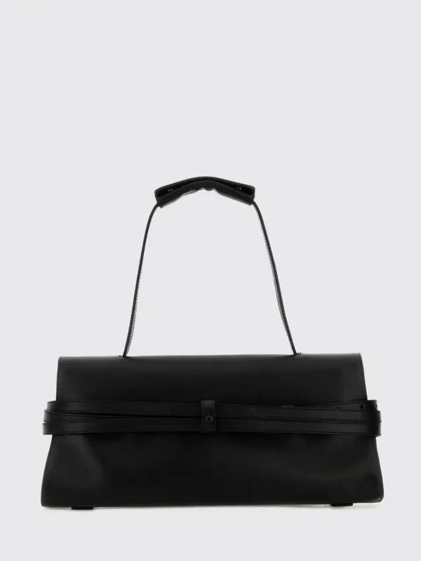 Moschino Nappa Leather Shoulder Bag With Top Handle - Black