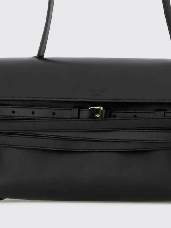 Moschino Nappa Leather Shoulder Bag With Top Handle - Black