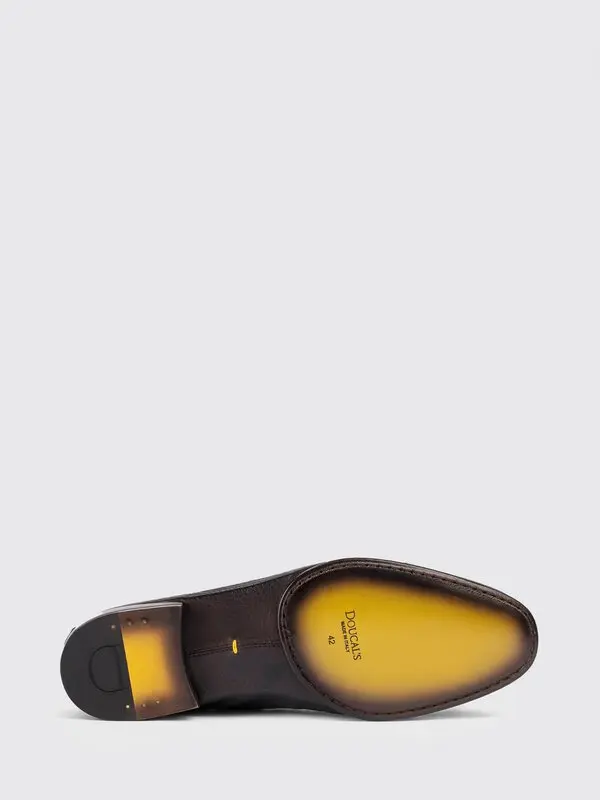 DOUCAL'S Pebbled Leather Loafers With Woven Straps