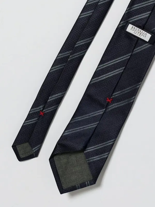 Brunello Cucinelli Striped Neck Tie - Navy