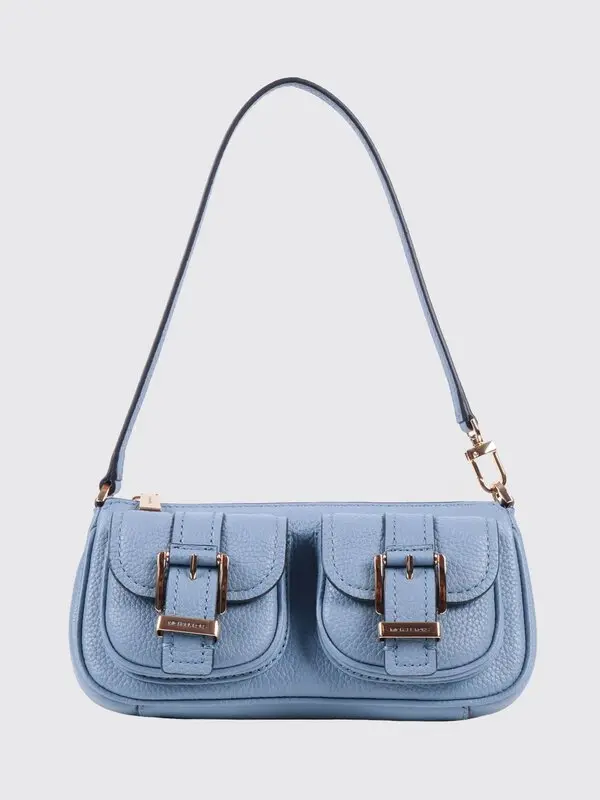 Michael Kors Leather Baguette Bag With Buckle Detail - Gnawed Blue