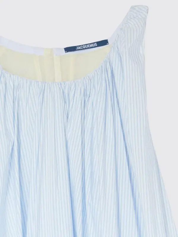 Jacquemus Lavande Striped Cotton Blend Midi Dress - White