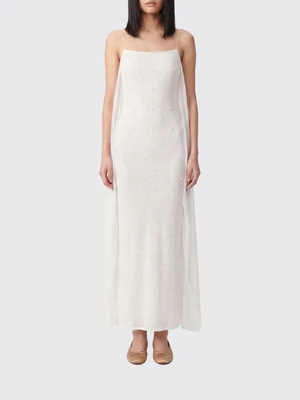 Jacquemus Viscose Midi Dress With Pearl Embellishments - White