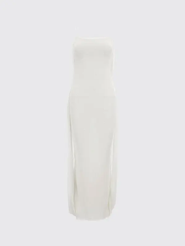 Jacquemus Viscose Midi Dress With Pearl Embellishments - White