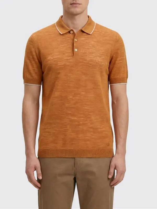 BROOKSFIELD Linen Blend Polo Shirt - Orange