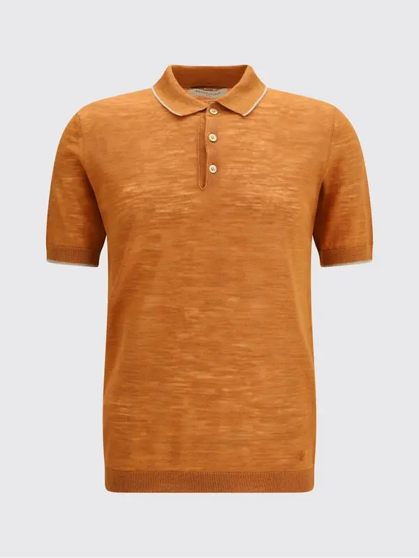 BROOKSFIELD Linen Blend Polo Shirt - Orange