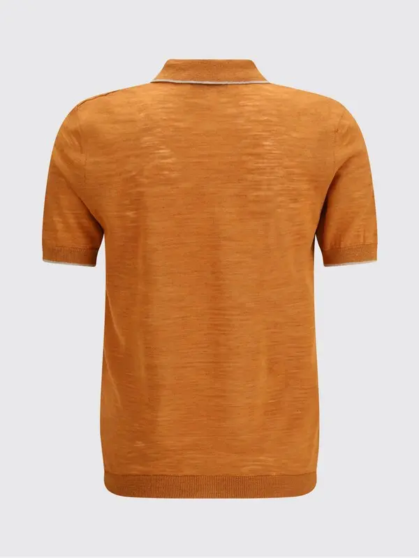 BROOKSFIELD Linen Blend Polo Shirt - Orange