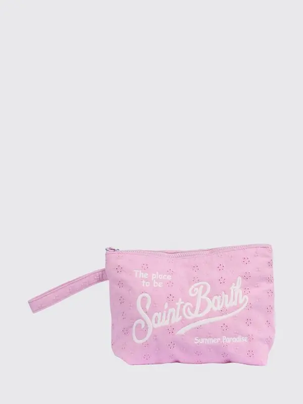 MC2 SAINT BARTH Cotton Broderie Anglaise Pouch With Embroidered Logo