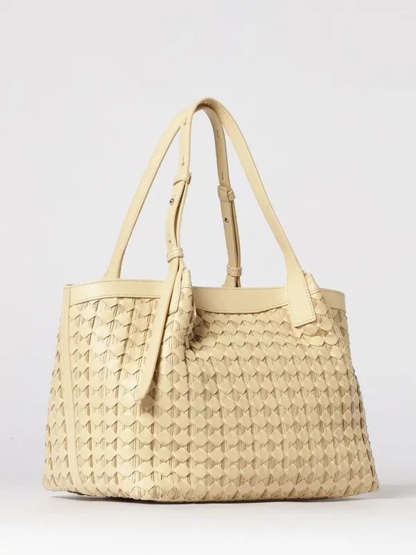 SERAPIAN Woven Leather Shoulder Bag - Beige