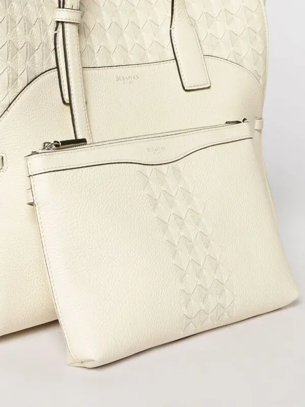 SERAPIAN Maro Grained Leather Bag - White