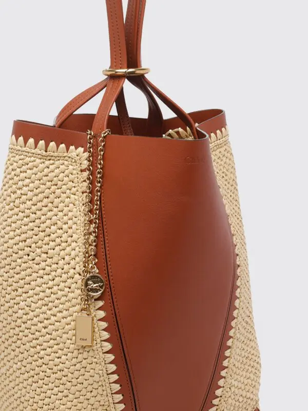 Chloé Raffia And Leather Tote Bag - Brown