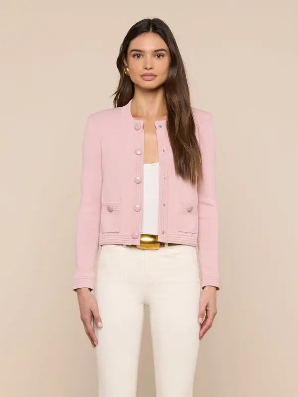 L'Agence Patsy Cropped Cardigan - Misty Rose