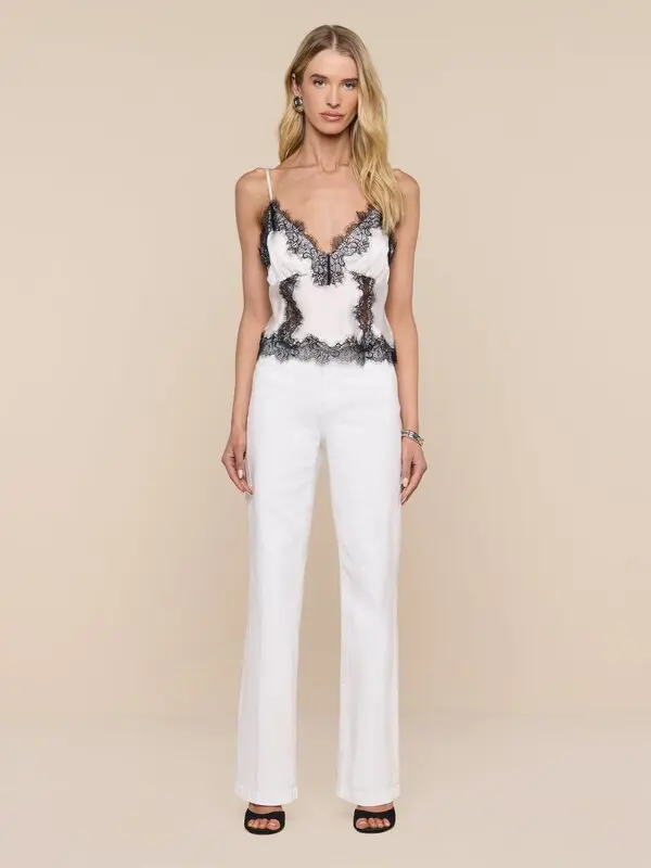 L'Agence Kimber Silk Lace Camisole - White/black