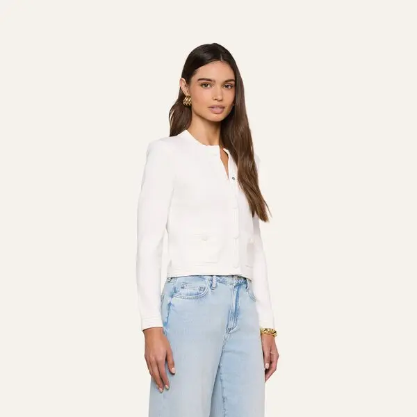 L'Agence Patsy Cropped Cardigan - Ivory