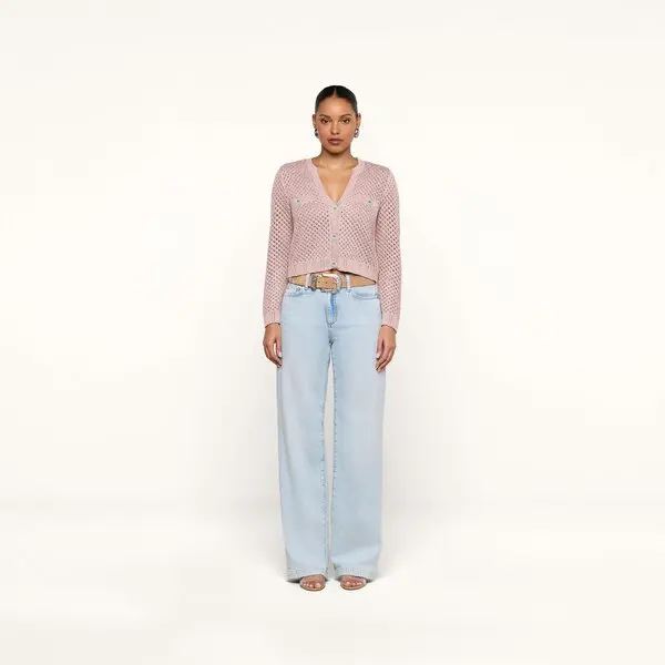 L'Agence Blanca Sequin Cardigan - Adobe Rose