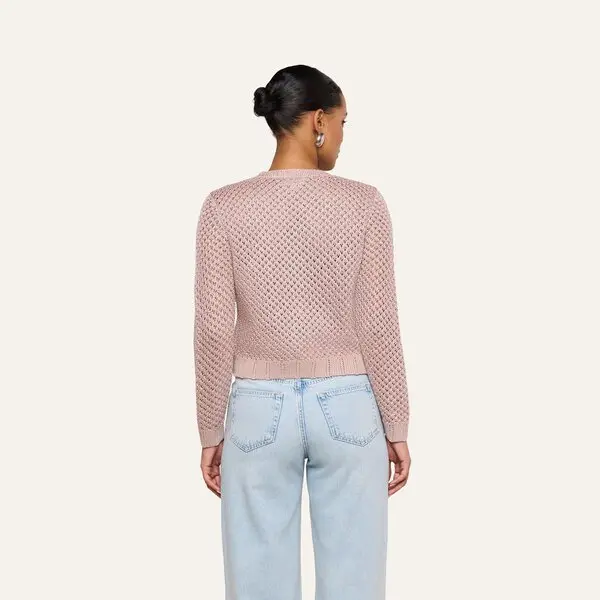 L'AGENCE Blanca Sequin Cardigan - Adobe Rose