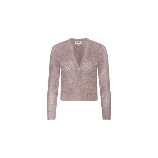 L'AGENCE Blanca Sequin Cardigan - Adobe Rose