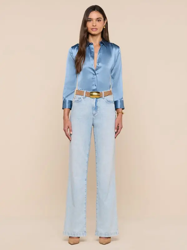L'Agence Dani Silk Blouse - Blue Mist