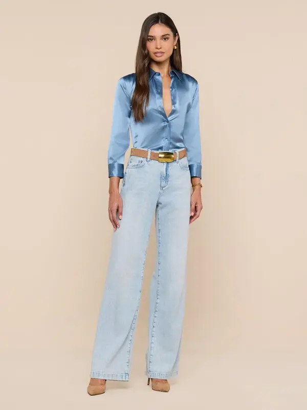 L'Agence Dani Silk Blouse - Blue Mist