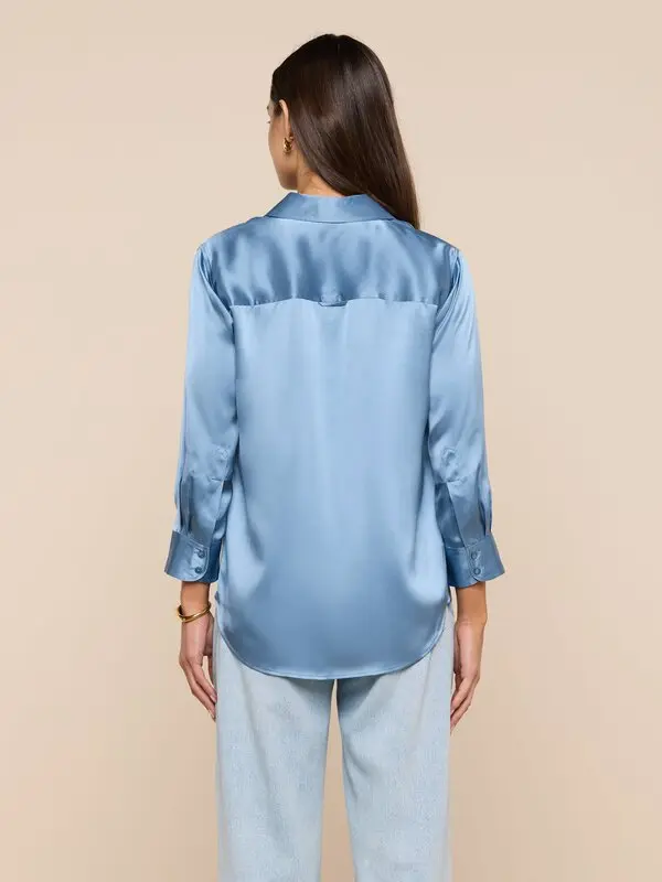 L'Agence Dani Silk Blouse - Blue Mist