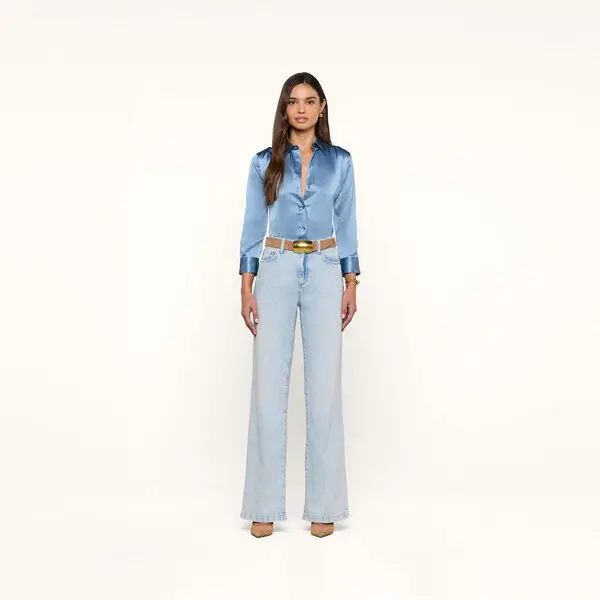 L'Agence Dani Silk Blouse - Blue Mist