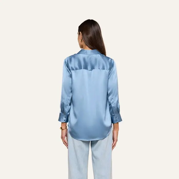 L'Agence Dani Silk Blouse - Blue Mist