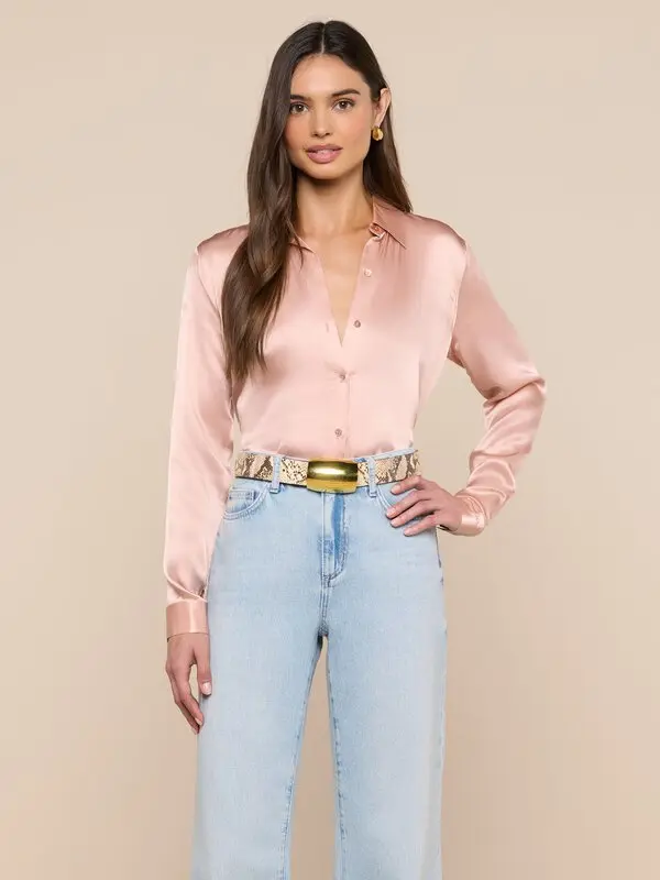 L'Agence Tyler Silk Blouse Top - Misty Rose