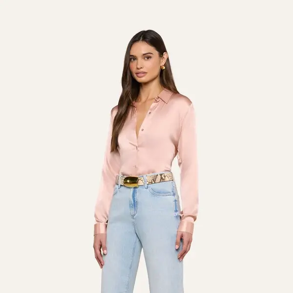 L'Agence Tyler Silk Blouse Top - Misty Rose