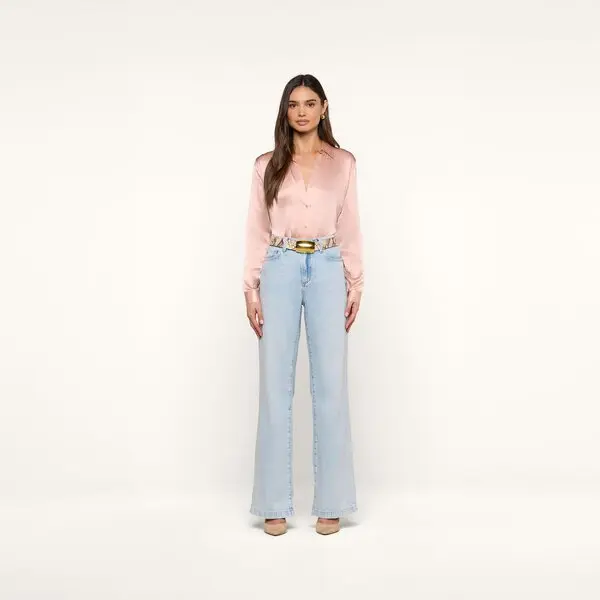 L'Agence Tyler Silk Blouse Top - Misty Rose