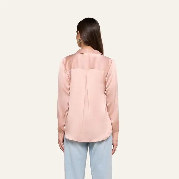 L'Agence Tyler Silk Blouse Top - Misty Rose
