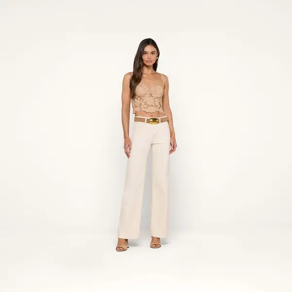 L'AGENCE Sonya Eyelet Bustier - Almond
