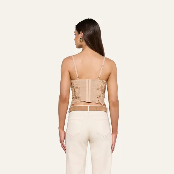 L'AGENCE Sonya Eyelet Bustier - Almond