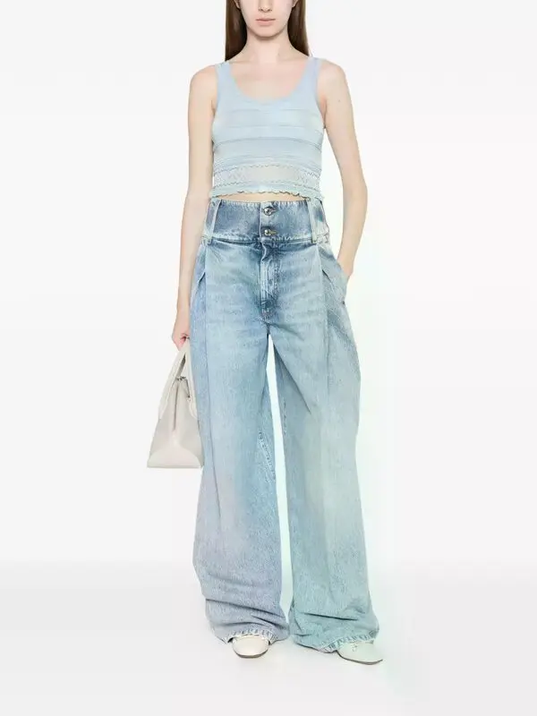 Sandro Lace-trim Knit Crop Top