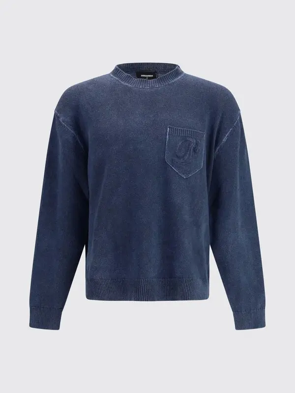 Dsquared2 Cotton Blend Crew Neck Pullover - Navy