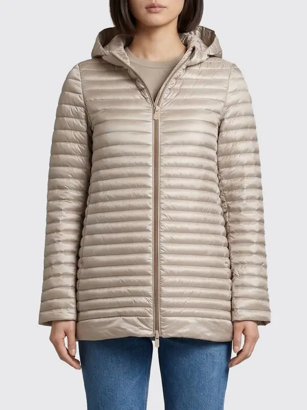 SAVE THE DUCK Quilted Nylon Down Jacket With Hood - Beige