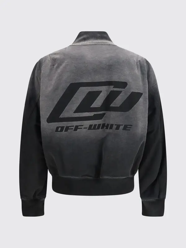 Off-White Cotton Bomber Jacket With Logo Detail