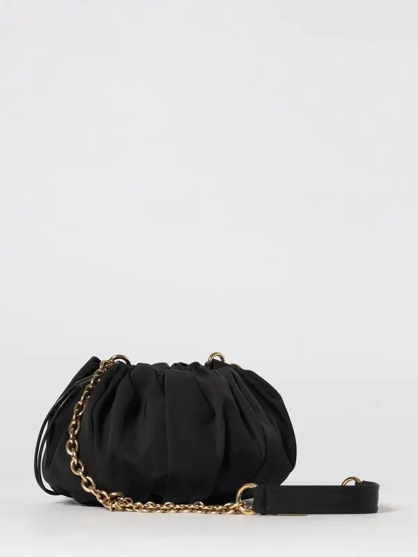 Chloé Ruched Fabric Clutch With Chain Strap - Black