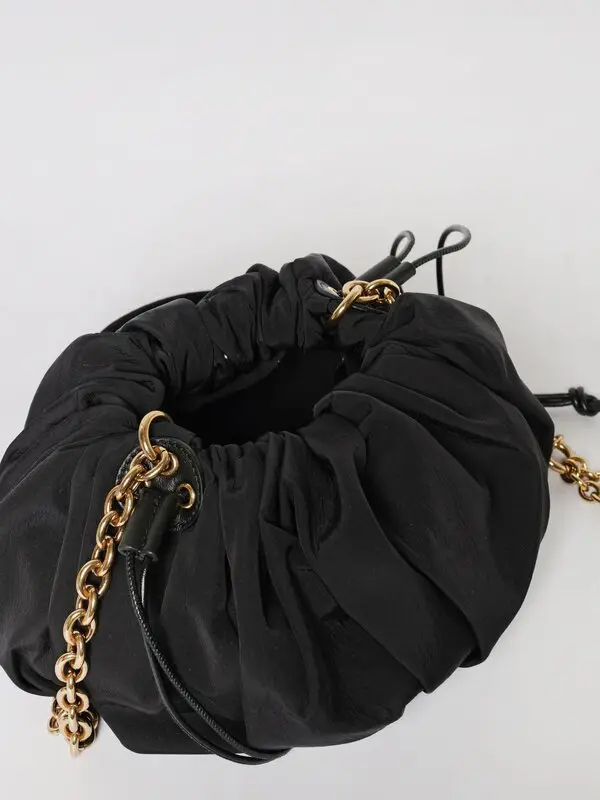 Chloé Ruched Fabric Clutch With Chain Strap - Black