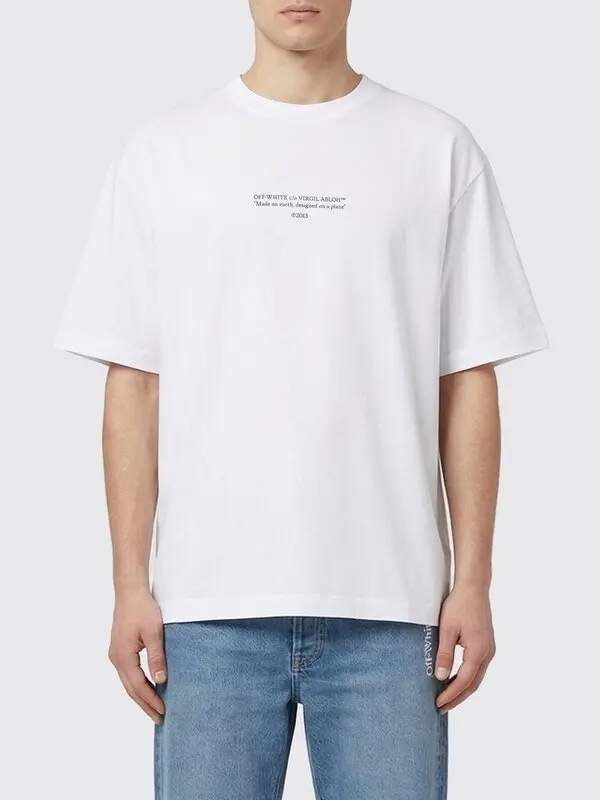 Off-White Cotton T-shirt With Slogan - White