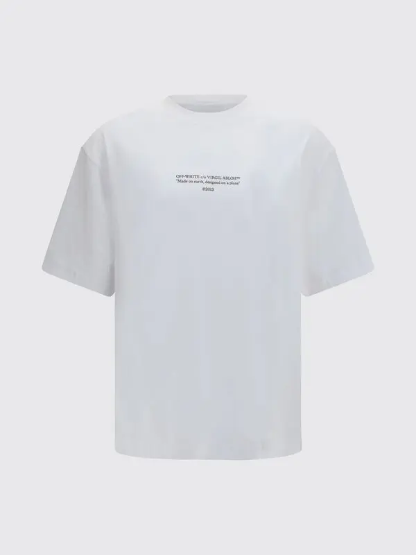 Off-White Cotton T-shirt With Slogan - White