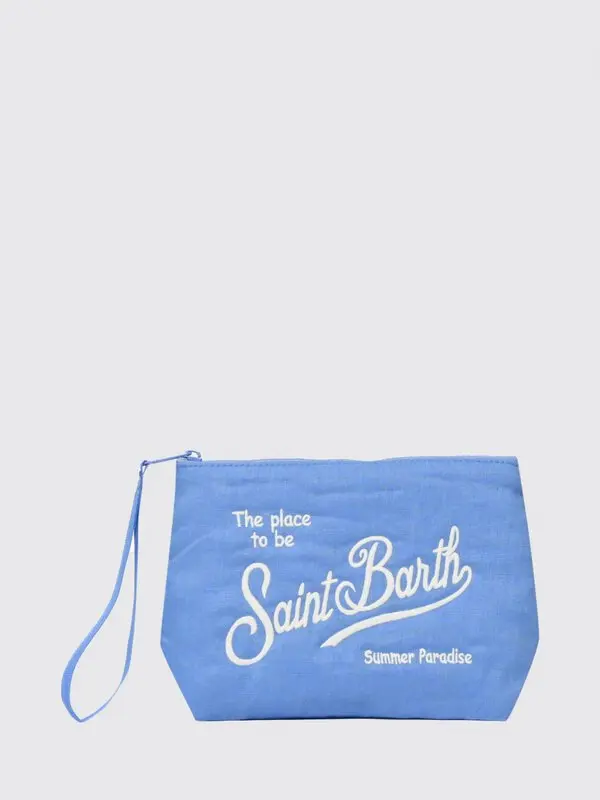 MC2 SAINT BARTH Linen Pochette With Embroidered Logo - Blue 1