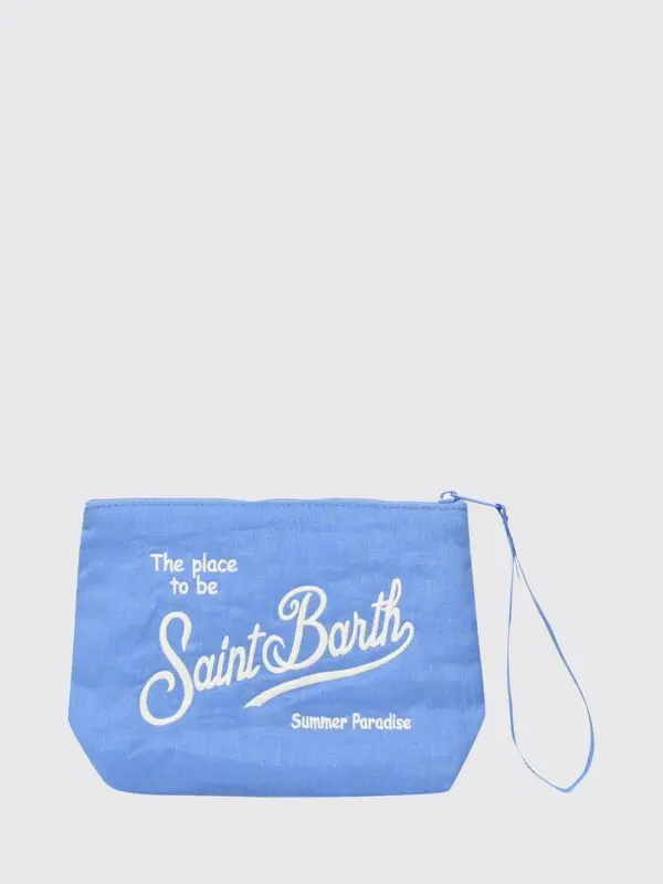 MC2 SAINT BARTH Linen Pochette With Embroidered Logo - Blue 1