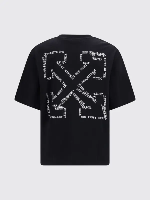 Off-White Cotton T-shirt With Arrow Logo - Black