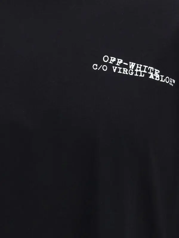 Off-White Cotton T-shirt With Arrow Logo - Black